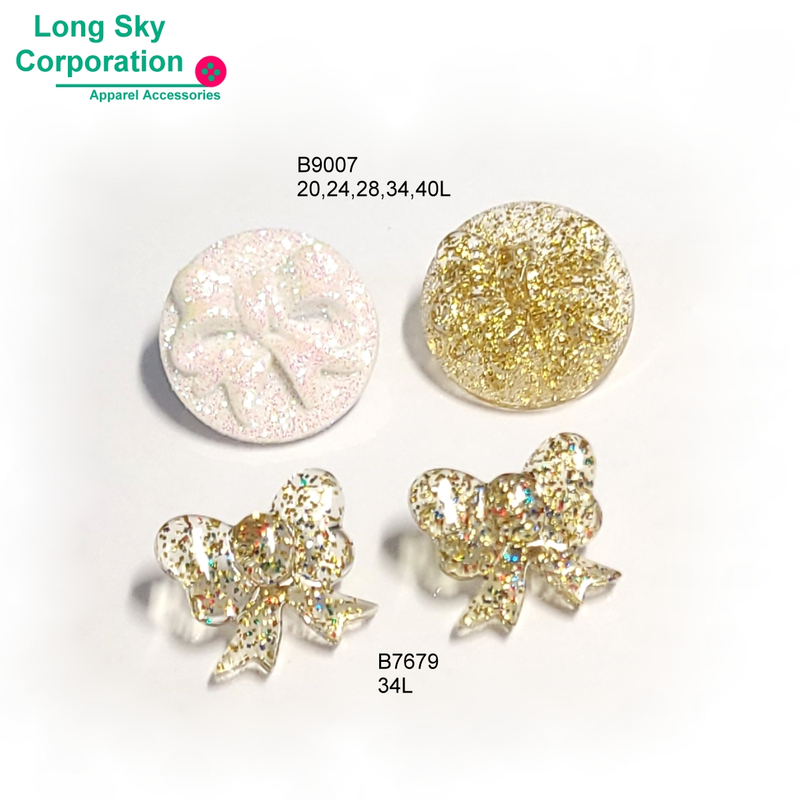Bow tie pattern iris glitter button (B9007/20L, 24L, 28L, 34L, 40L) - colorful glitter button ...